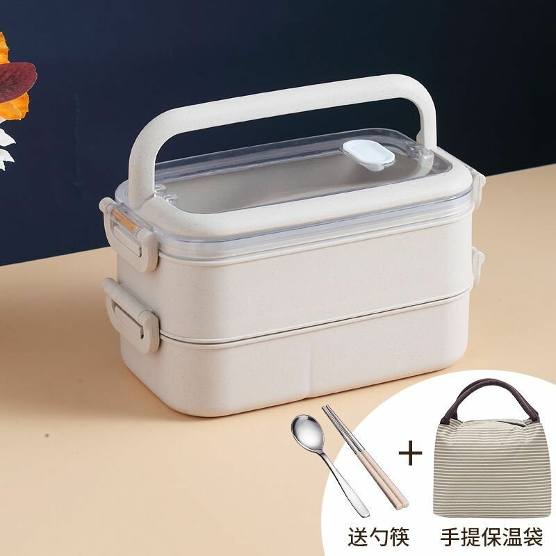 Японский стиль, двухслойный ланч-бокс, бенто-бокс для офисных работников и студенток, микроволновая, разделенная, портативная ланч-бокс набор