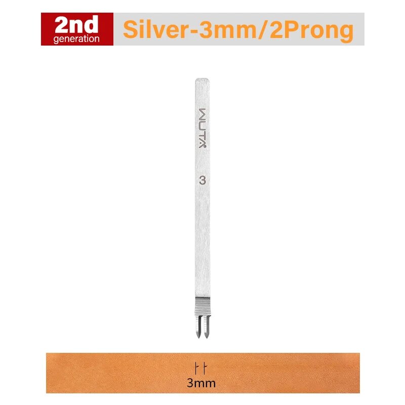 WUTA Долото для кожи, 3 мм, 2 Prong, Серебряный