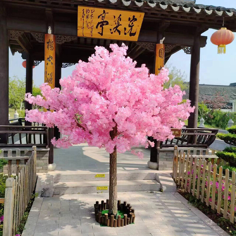 Искусственное дерево сакуры, ландшафтное оформление, искусственные цветы, гостиничный центр, большое дерево персикового цвета, высококачественное легкое роскошное оформление для внутреннего и наружного декора