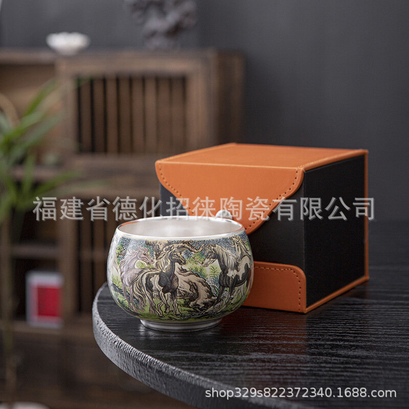 Чашка для чая из чистого серебра, креативная национальная тенденция, чашка для чая в китайском стиле, подарок, одиночная чашка, керамическая чаша для чая, культурный креативный продукт, чашка для дегустации, подарочная коробка