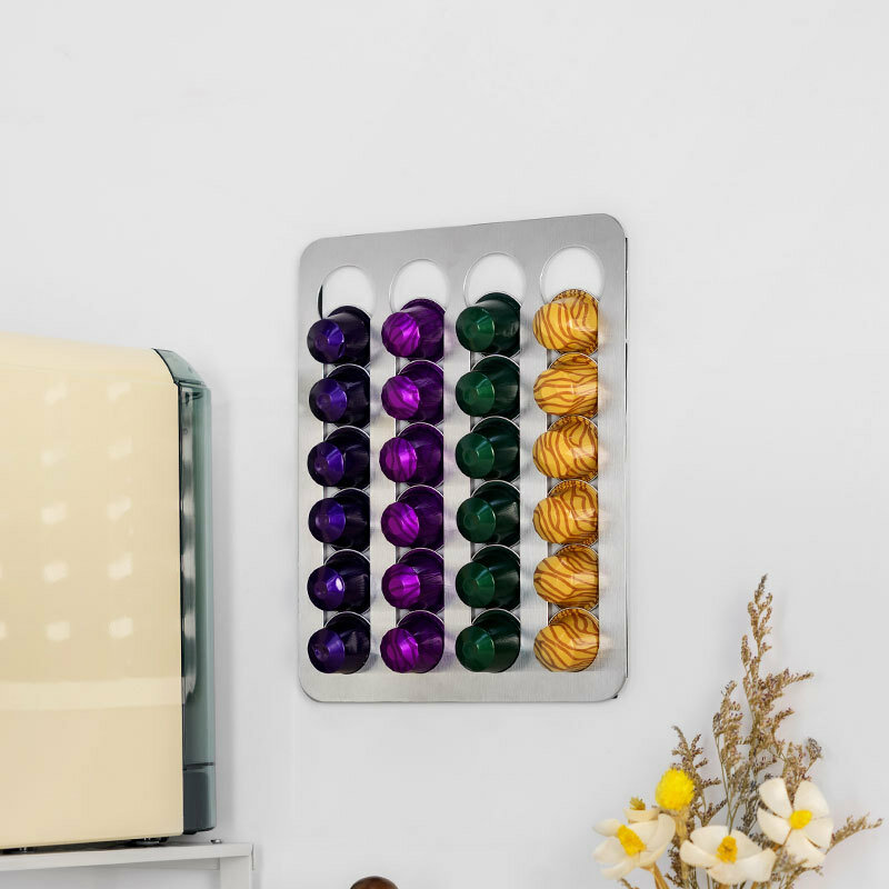 Держатель для кофейных капсул без сверления, нержавеющая сталь, настенная стойка для хранения и демонстрации кофейных капсул, однослойная, дропшиппинг