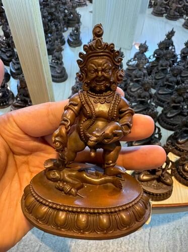 10 см Тибетская черная статуя Джамбала Дзамбала Будды из меди