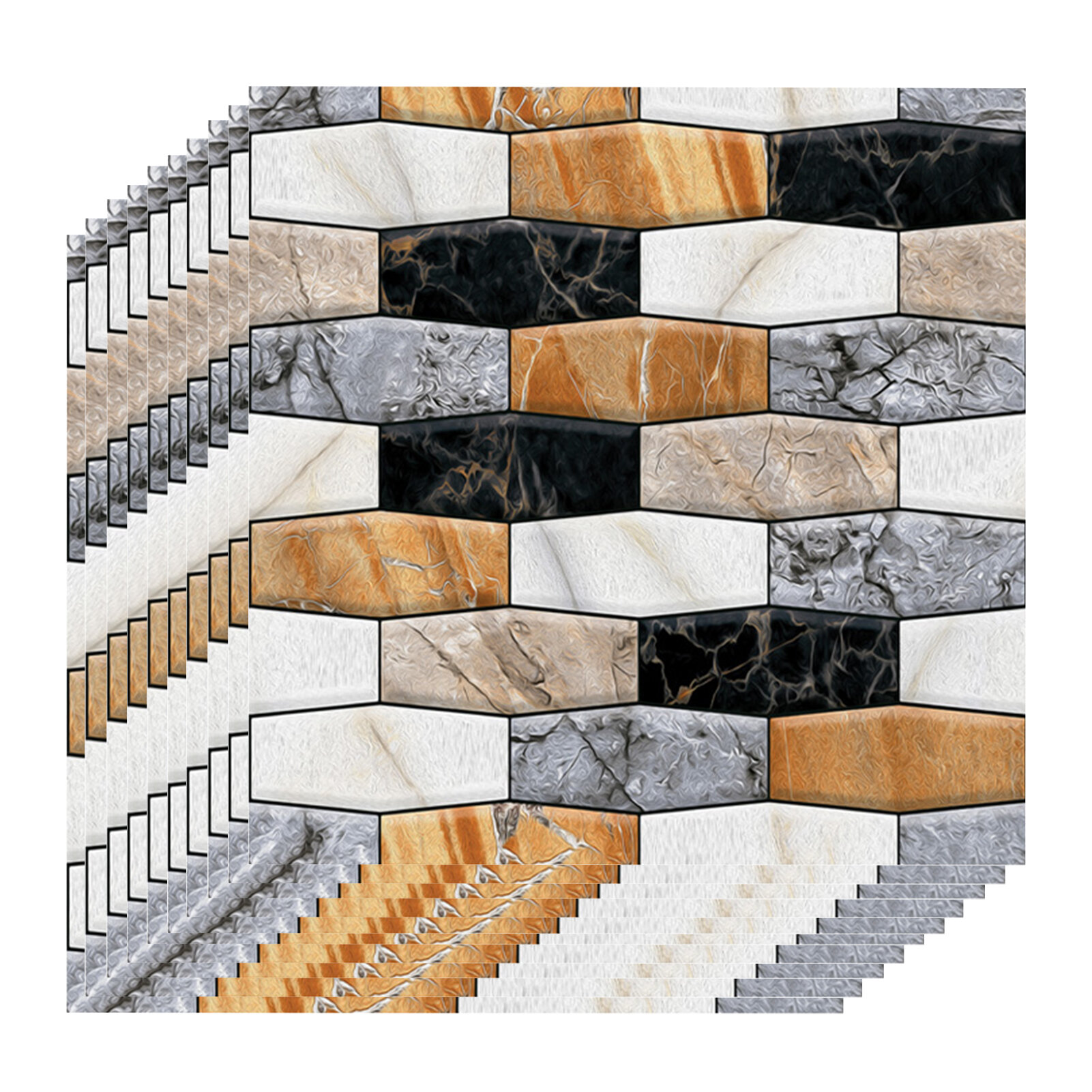 Обои самоклеящиеся из PVC с трехмерным мультицветным кирпичным узором, водостойкие, влагоустойчивые, удаляемые, для гостиной, ванной, кухни, столешницы, размер 300*300мм, количество 1 штука/10 штук (по выбору)