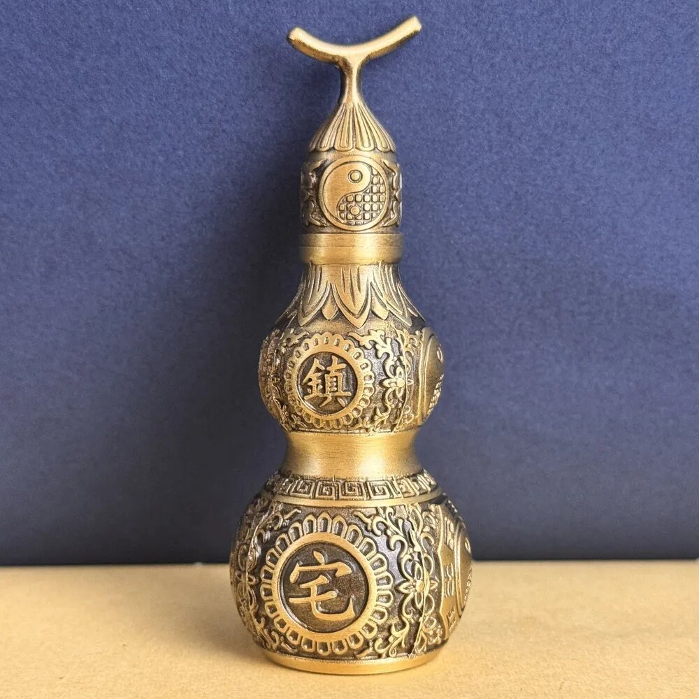 Тыква Горлянка "Благоприятные символы" Фен-Шуй, бронза (10*3.8 см.)
