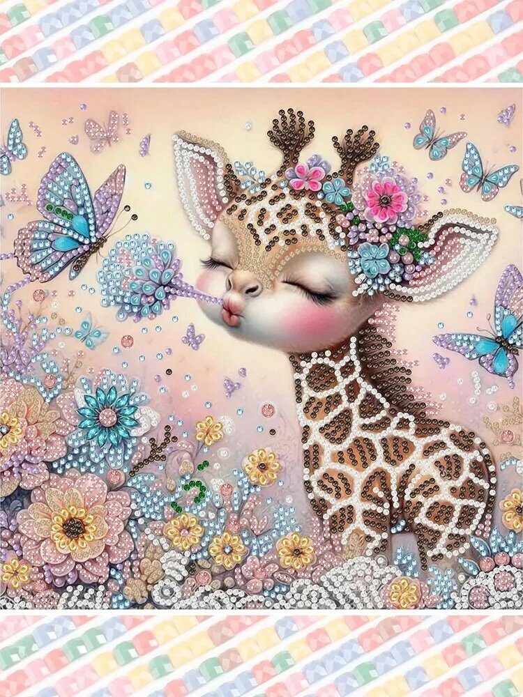 Алмазная мозаика "Мультяшный жираф" Картина стразами Алмазное хобби 30х30см