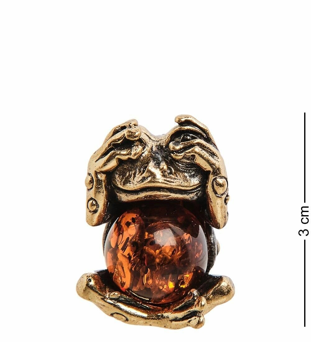 Фигурка Лягушка не вижу (латунь, янтарь) A2163742 Народные промыслы, бронзовый