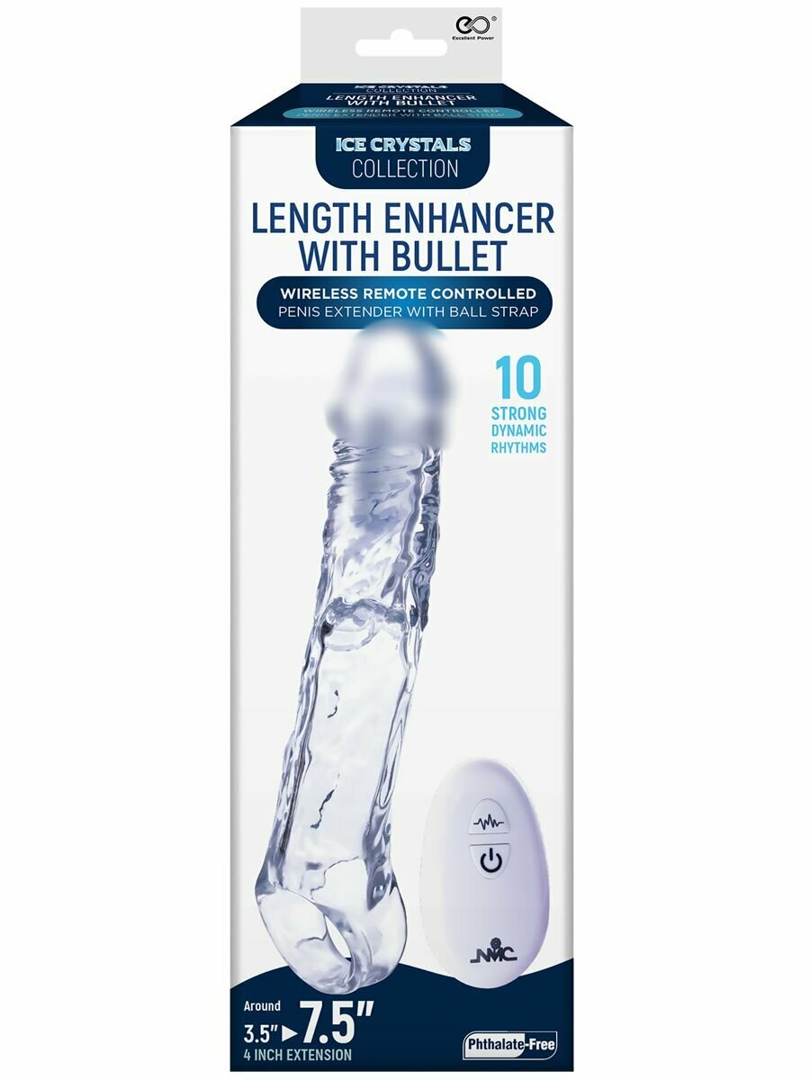 Насадка удлинитель пениса с вибрацией на пульте Д. У. "7.5 Inch Tpe Extension Sleeve With 10 Function Speed Bullet" 19см