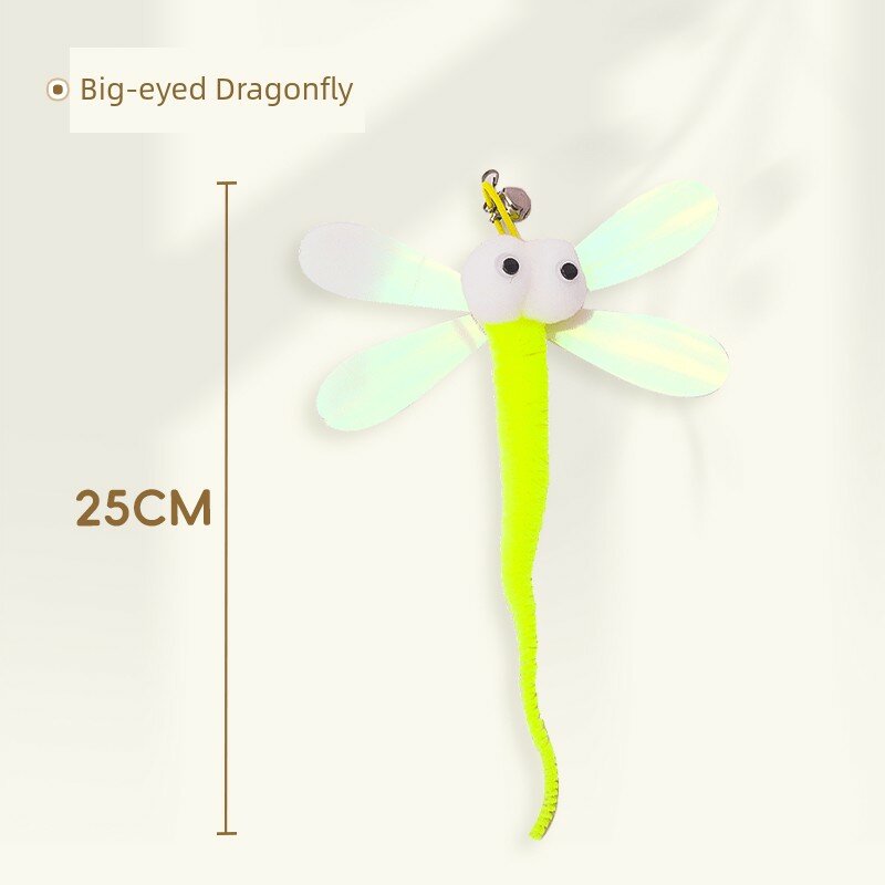 Игрушка для кошек AFP: дразнилка-имитатор насекомого с заменяемой головкой из перьев для самостоятельных игр, снятия