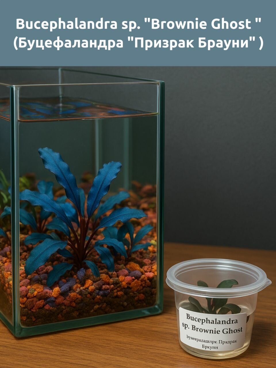 Меристемное растение "Буцефаландра Брауни Призрак" NANO, живое аквариумное растение