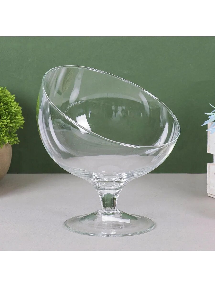 Ваза для цветов стеклянная прозрачная Анабель