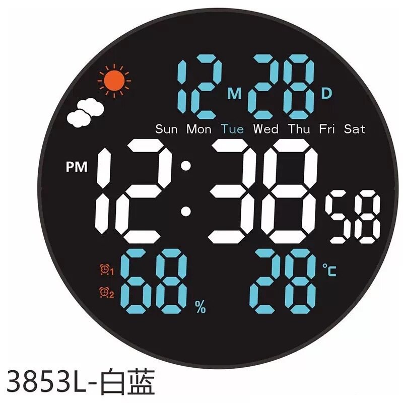 Электронные часы с большим экраном, настенные LED часы, гостиная, высококачественный цветной экран, отображение погоды, электронные настенные часы, кросс-бордер