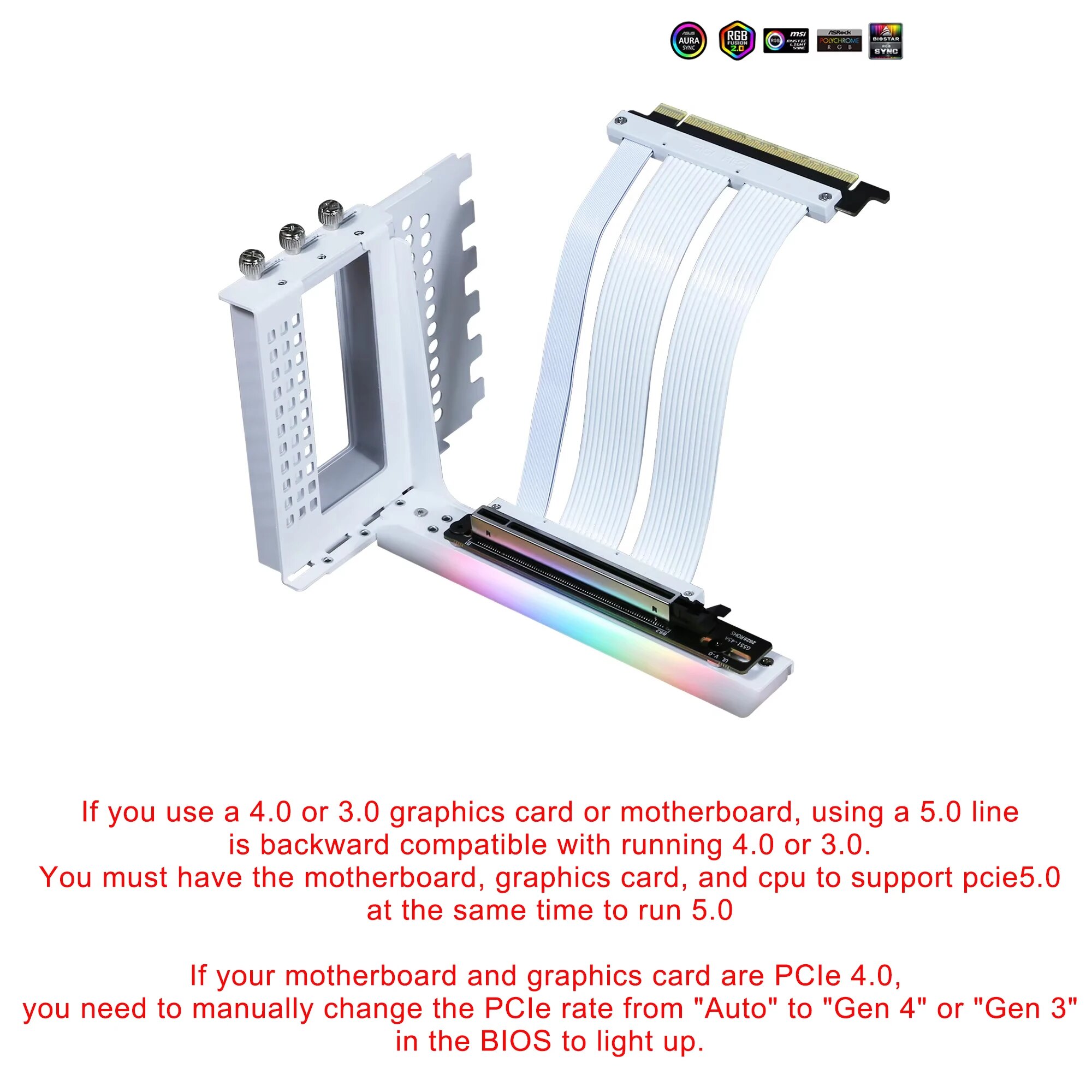 FormulaMod комплект вертикального монтажа GPU PCIe 5.0 X16, 150 мм ARGB White kit