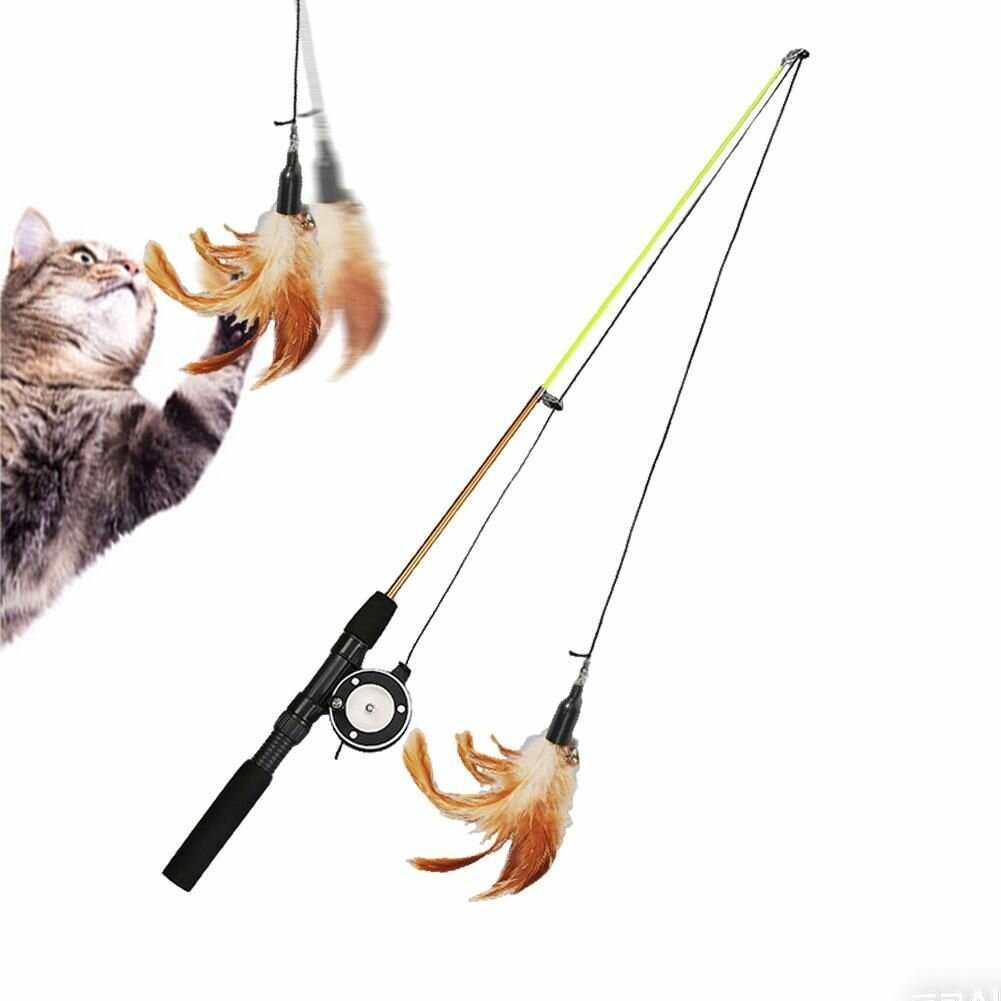 Телескопическая удочка Pet funny cat, содержит аромат кошачьей мяты, игрушка для кошек
