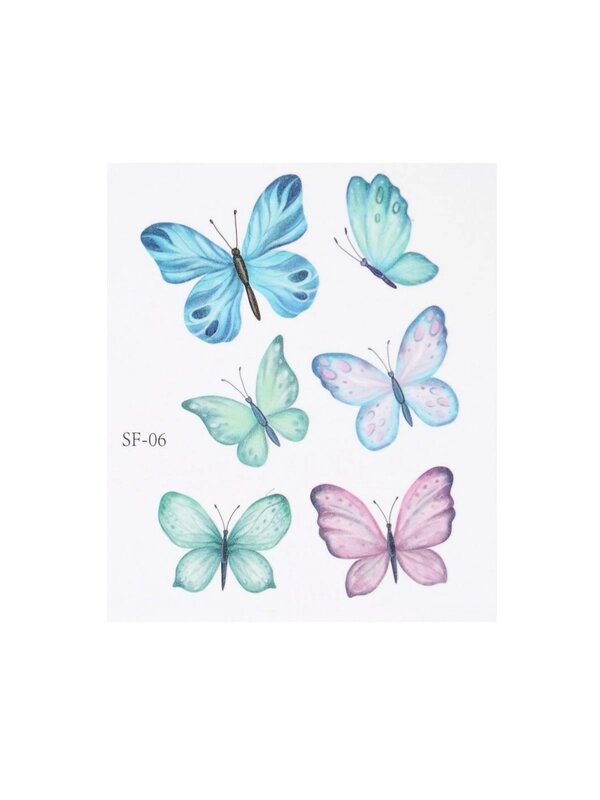Временная татуировки украшение на лицо Тату переводные для лица и тела "Бабочки", 11х10 см