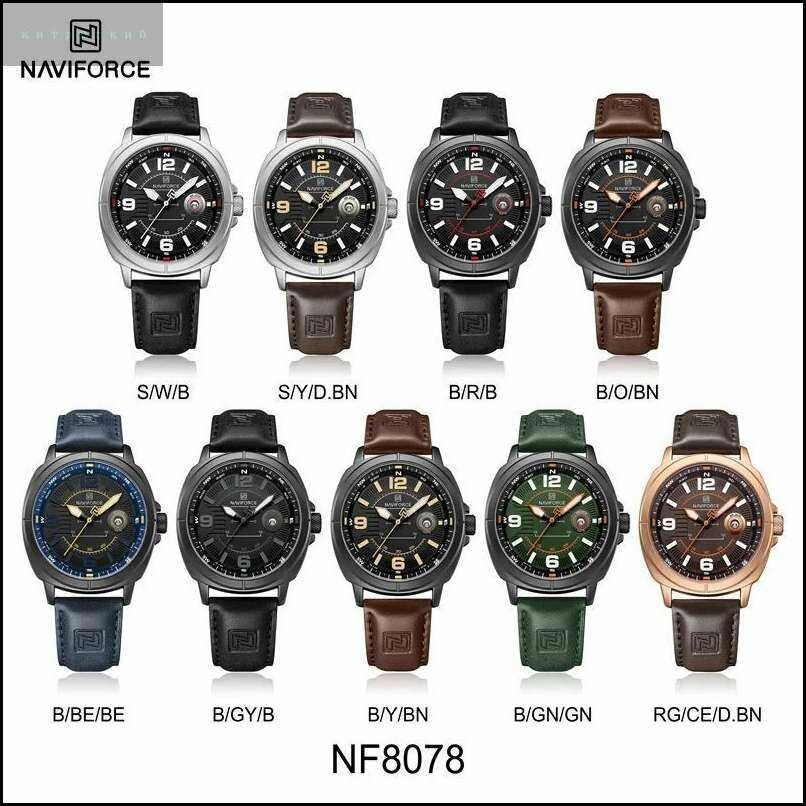 Мужской календарь NAVIFORCE на кожаном ремешке оснащен водонепроницаемыми спортивными часами