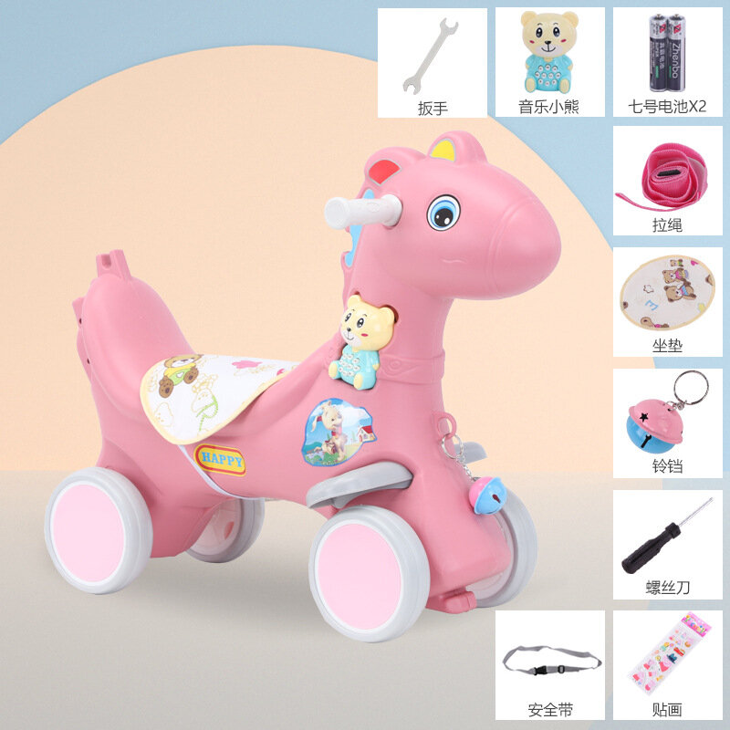 Качающаяся лошадка Детская деревянная лошадка 2-в-1 Качающаяся лошадка Игрушечная машина Детская качающаяся машина Съемное скользящее кресло для комфорта ребенка