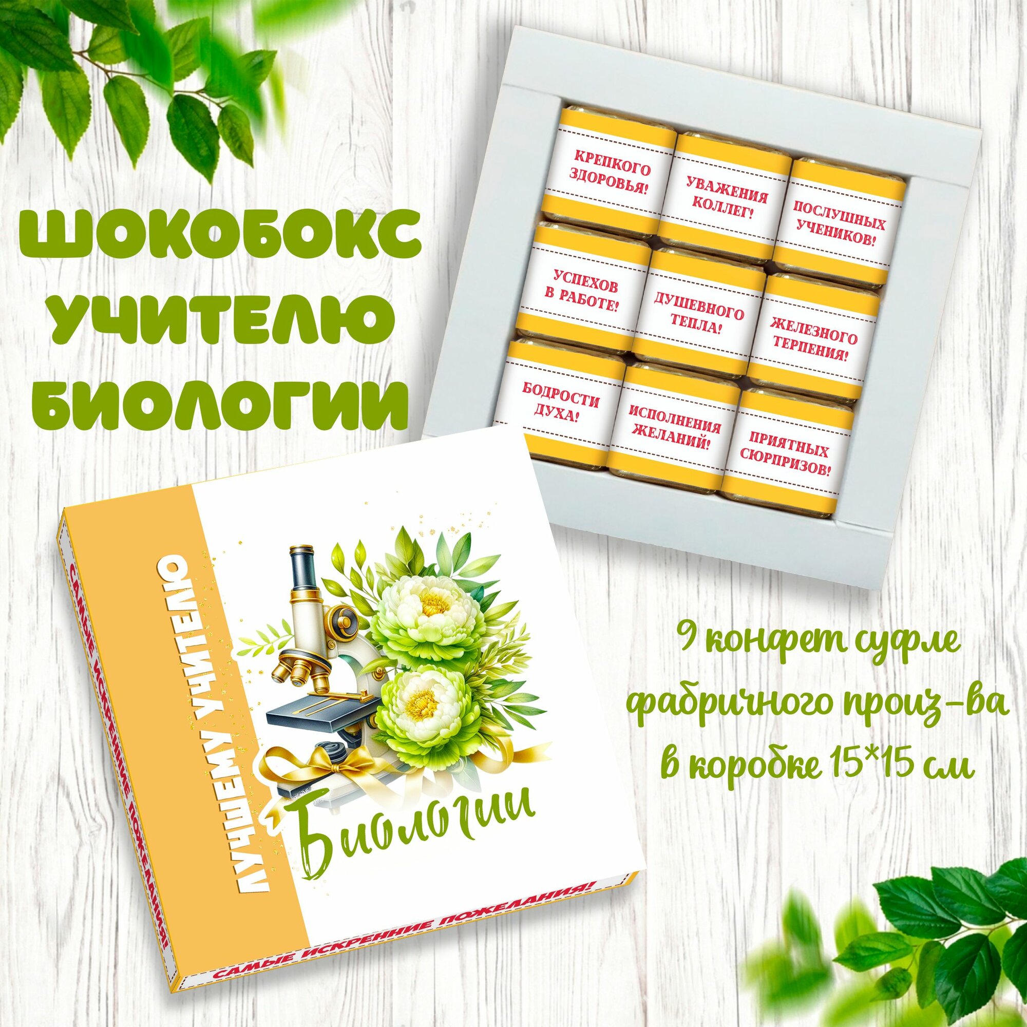 Подарочный набор конфет учителю биологии. шокобокс для учителя биологии. 9 конфет. 1 коробка
