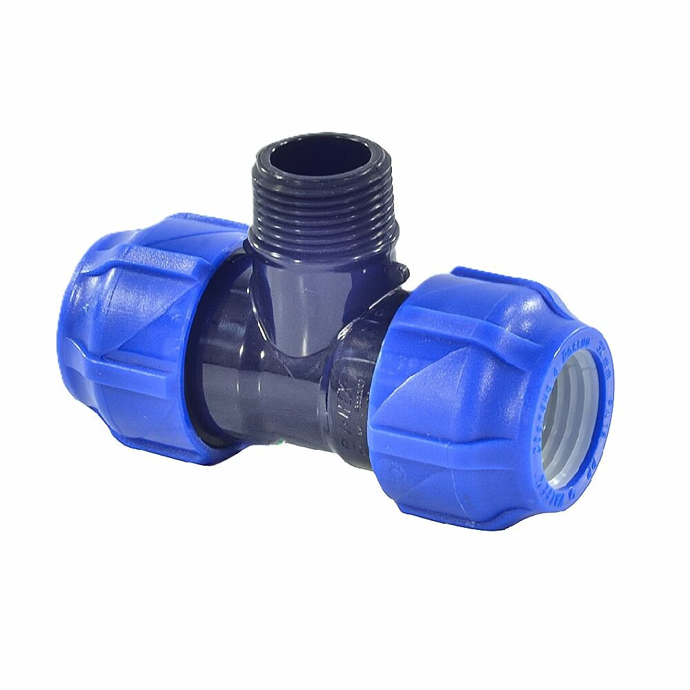 Тройник компрессионный ПЭ Дн 50х1 1/2"х50 НР Ру16 VALFEX 1210025011250