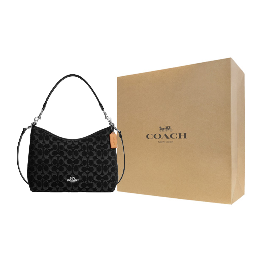 Сумка Coach, фактура тиснение, черный — фото 1