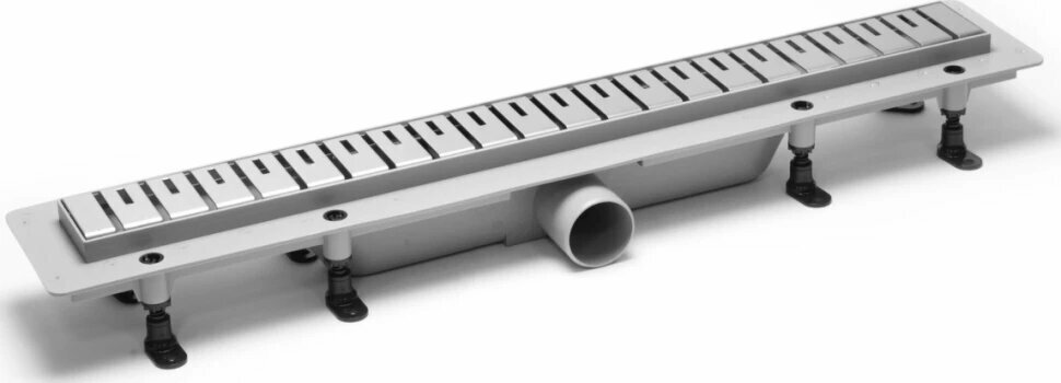 Душевой трап (лоток) PlastBrno Design 2 SZA2850 84,4 см, с решеткой, перфорированный, нержавеющая сталь