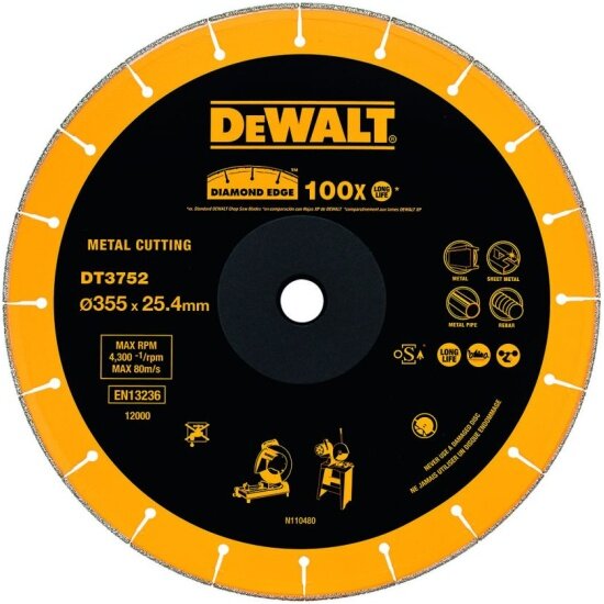 Диск алмазный по металлу Dewalt DT3752 [355х25,4х1,6мм, h=3мм]