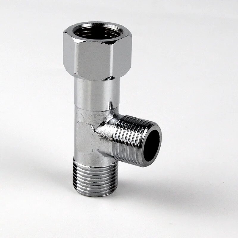 Европейский латунный тройник G3/8, 3-ходовой фитинг для труб, хромированный Т-образный наполнительный клапан, водонагреватель для биде, аксессуары для ванной комнаты