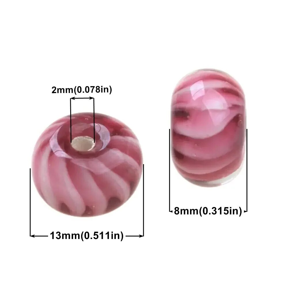 OLINGART Розовые стеклянные бусины Lampwork 2 шт Розовый, Pink 26 2PCS