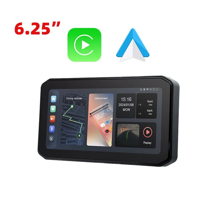 6,25-дюймовый мотоцикл Android Auto Moto Carplay Мотоцикл GPS Wi-Fi мото-навигация Водонепроницаемый экран для Apple Carplay MTC-17