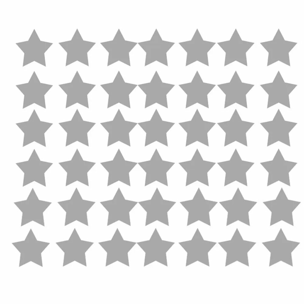 Светоотражающие термонаклейки DIY набор, 42 звезды, серебристый