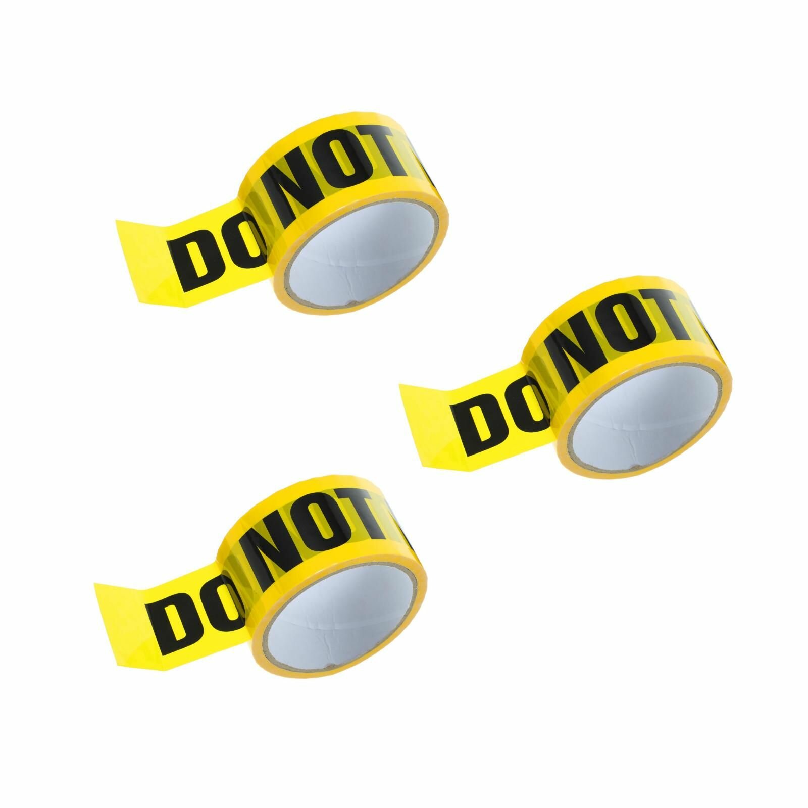 Самоклеящаяся предупреждающая лента с чёрной надписью на жёлтом фоне для разметки опасных зон 3 рулона