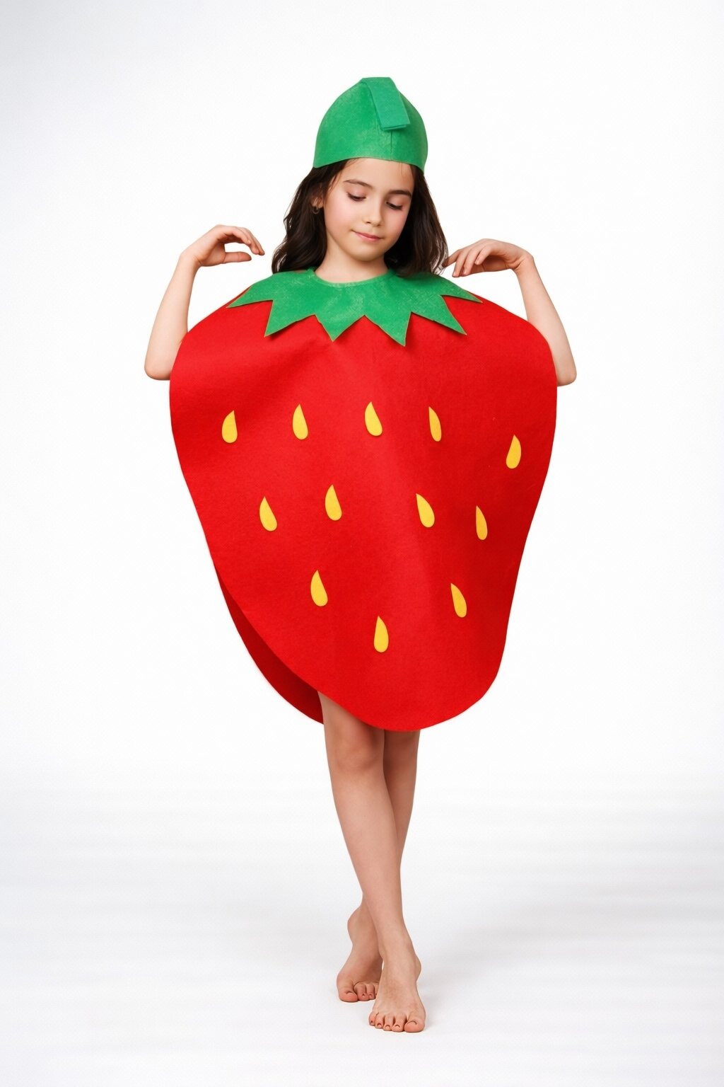 Костюм карнавальный "Клубника", для девочек, красный, рост 128-134