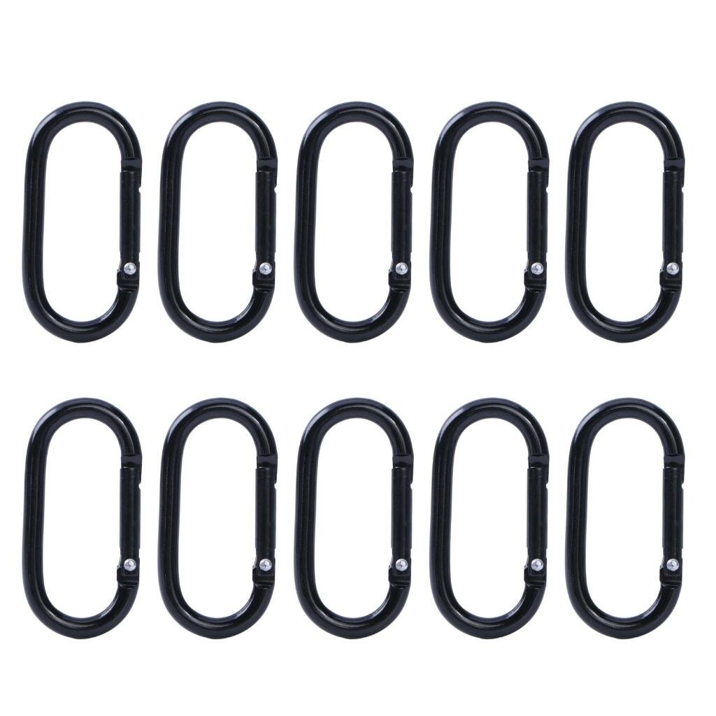 Алюминиевый карабин овальной формы для туризма и альпинизма, Черный