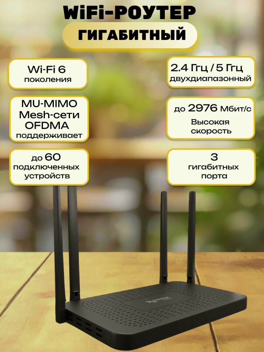 Роутер wifi гигабитный Двухдиапазонный Wi-Fi 6, TR-router-07