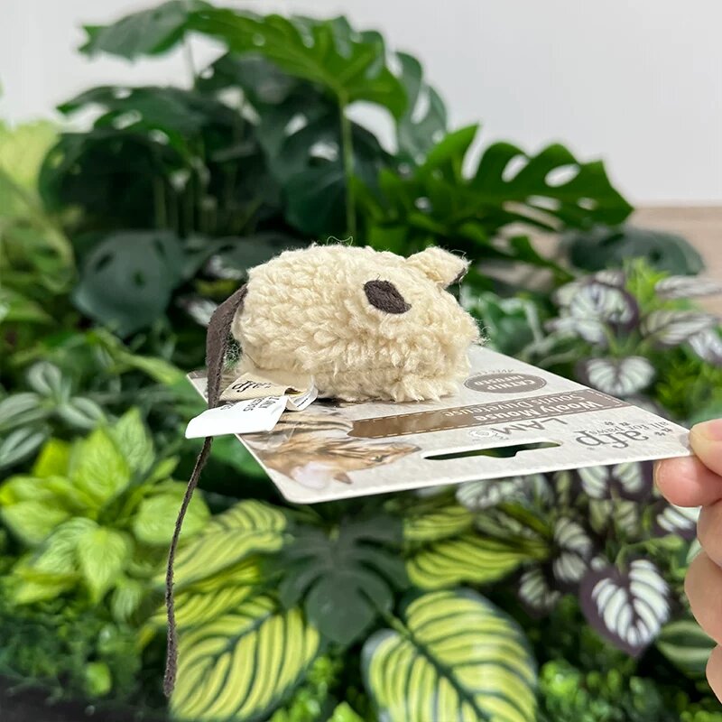 Коричневая мышь-игрушка для кошек для взаимодействия - прочная игрушка с пером