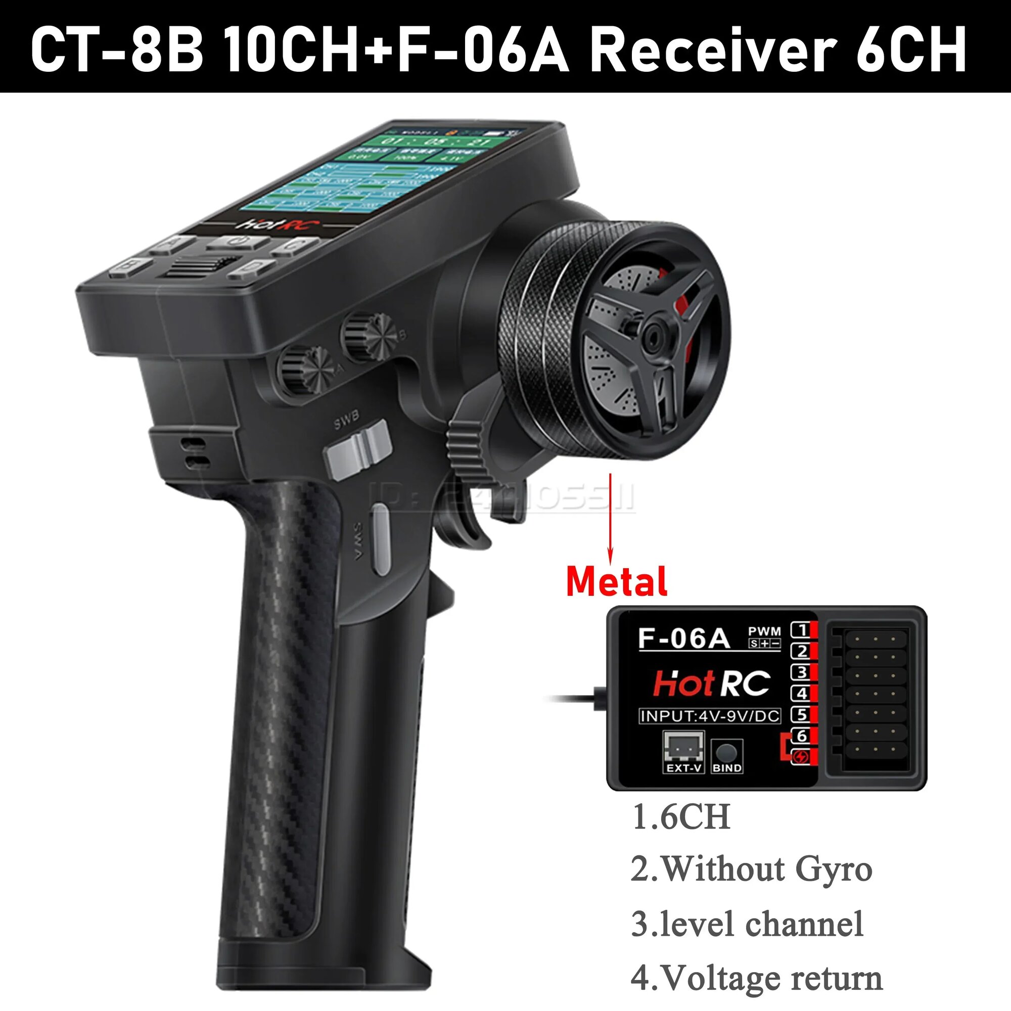NeebRC HOTRC CT-6B/CT-8B комплект радиоуправления для моделей автомобилей, лодок, танков 10CH Metal w F-06A