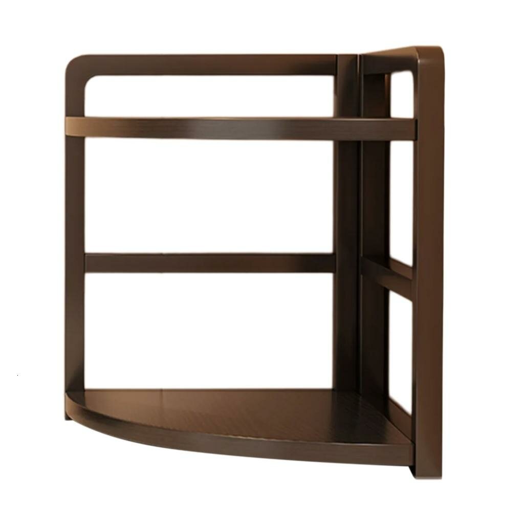 Двухъярусная деревянная полка в угол, черная ива - Среднего размера двухслойный