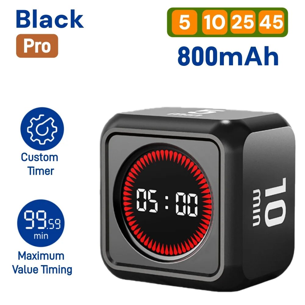 Таймер Помодоро – для кухни/учебы/душа, бесшумный цифровой таймер-перевертыш, визуальный таймер-яйцо, 5/10/25/50 минут, умные кухонные гаджеты