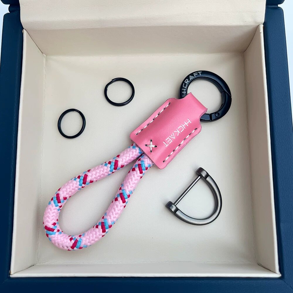 Розовый кожаный брелок с розовой лентой для телефона и ключей, ручная работа в подарок