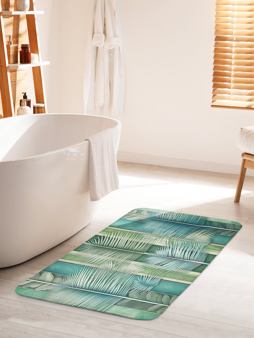 Коврик для ванной комнаты и туалета противоскользящий "Листья пальмы" 60х100 см, JoyArty