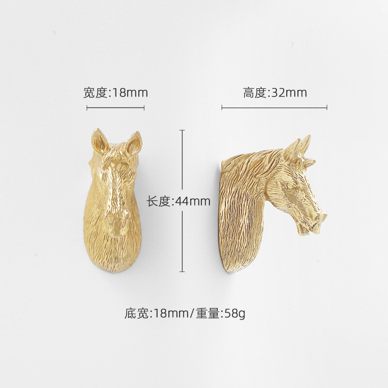 Креативная персональная мебельная ручка из латуни в виде животных: обезьяна, котенок, мышь, медведь, собака, олень, кролик, лошадь