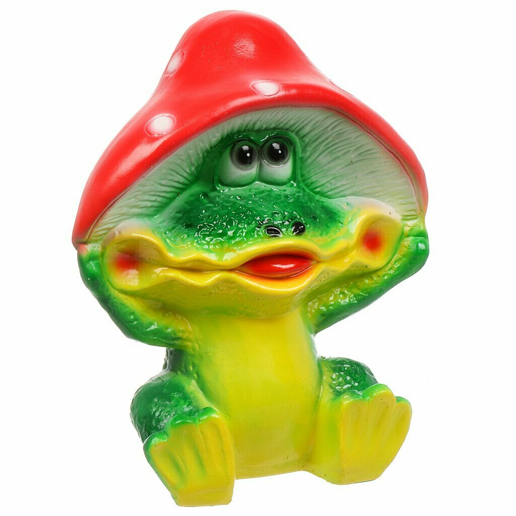 Фигурка садовая Лягушка под мухомором 30 см, большая статуэтка из гипса для декора сада, дачи и огорода, арт. 7