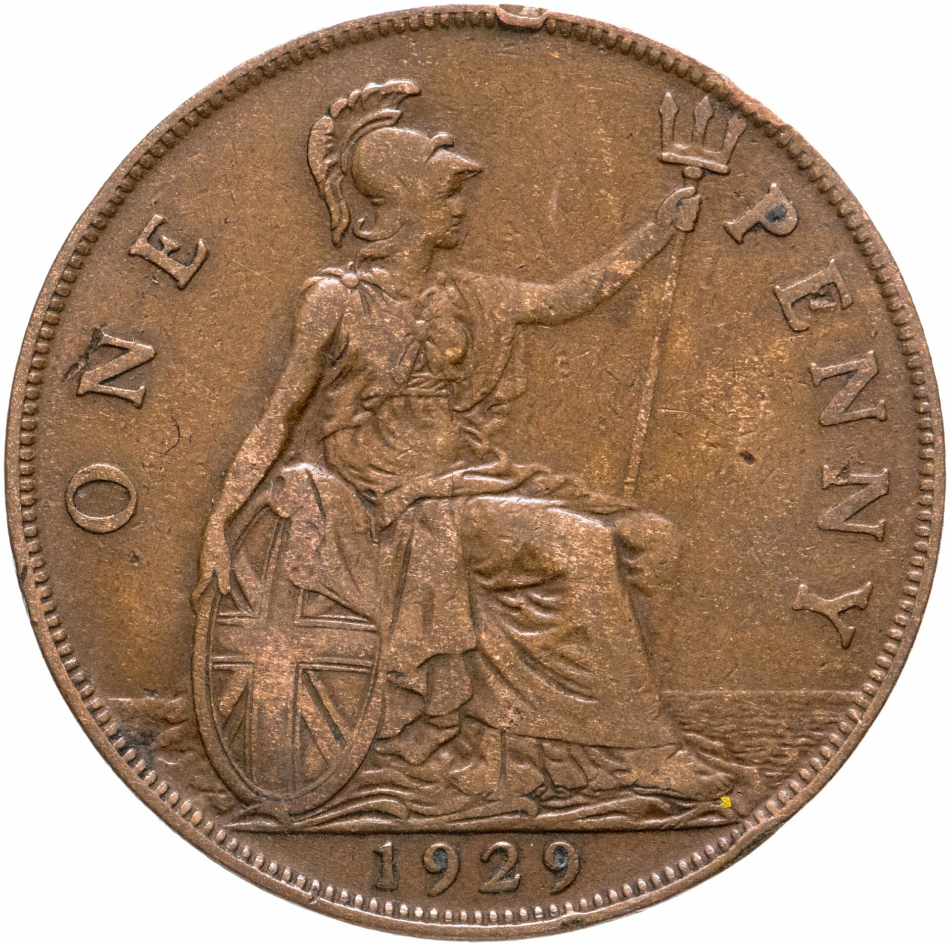 Великобритания 1 пенни penny 1929, Бронза, в сохранности VF-XF