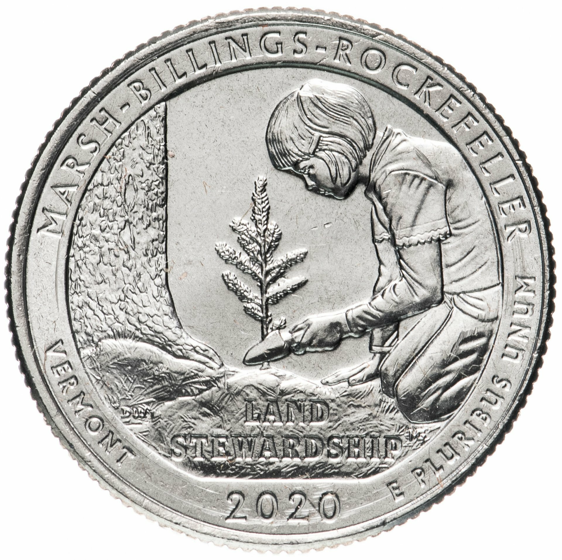 США 1/4 доллара 25 центов, квотер 2020 P — "Национальный исторический парк Рокфеллера" 54-й парк, Мельхиор медь-никель, в сохранности UNC