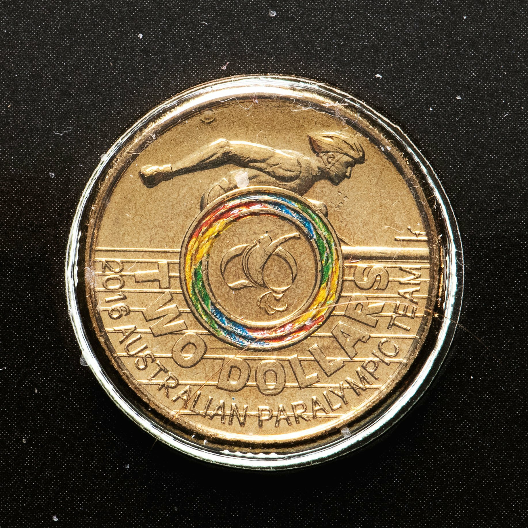 Австралия 2 dollars доллара 2016 "2 доллара 2016 Параолимпийские игры в РИО" в блистере, цветная, Алюминиевая бронза, в сохранности UNC