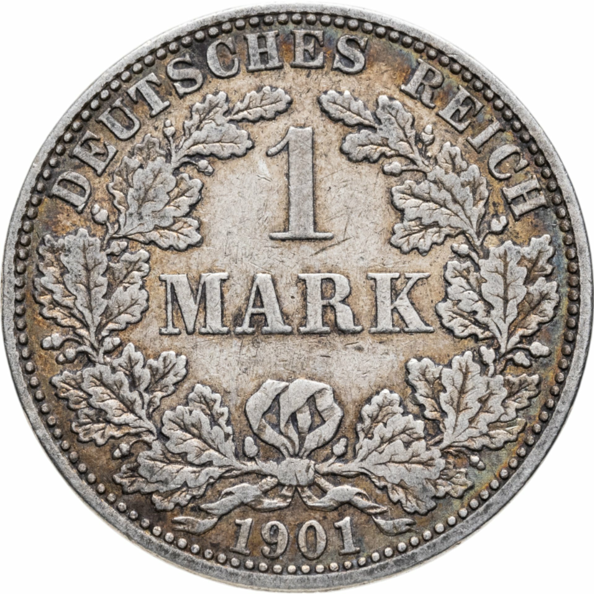 Германия 1 марка 1901 знак монетного двора: "A", Серебро 900, в сохранности XF