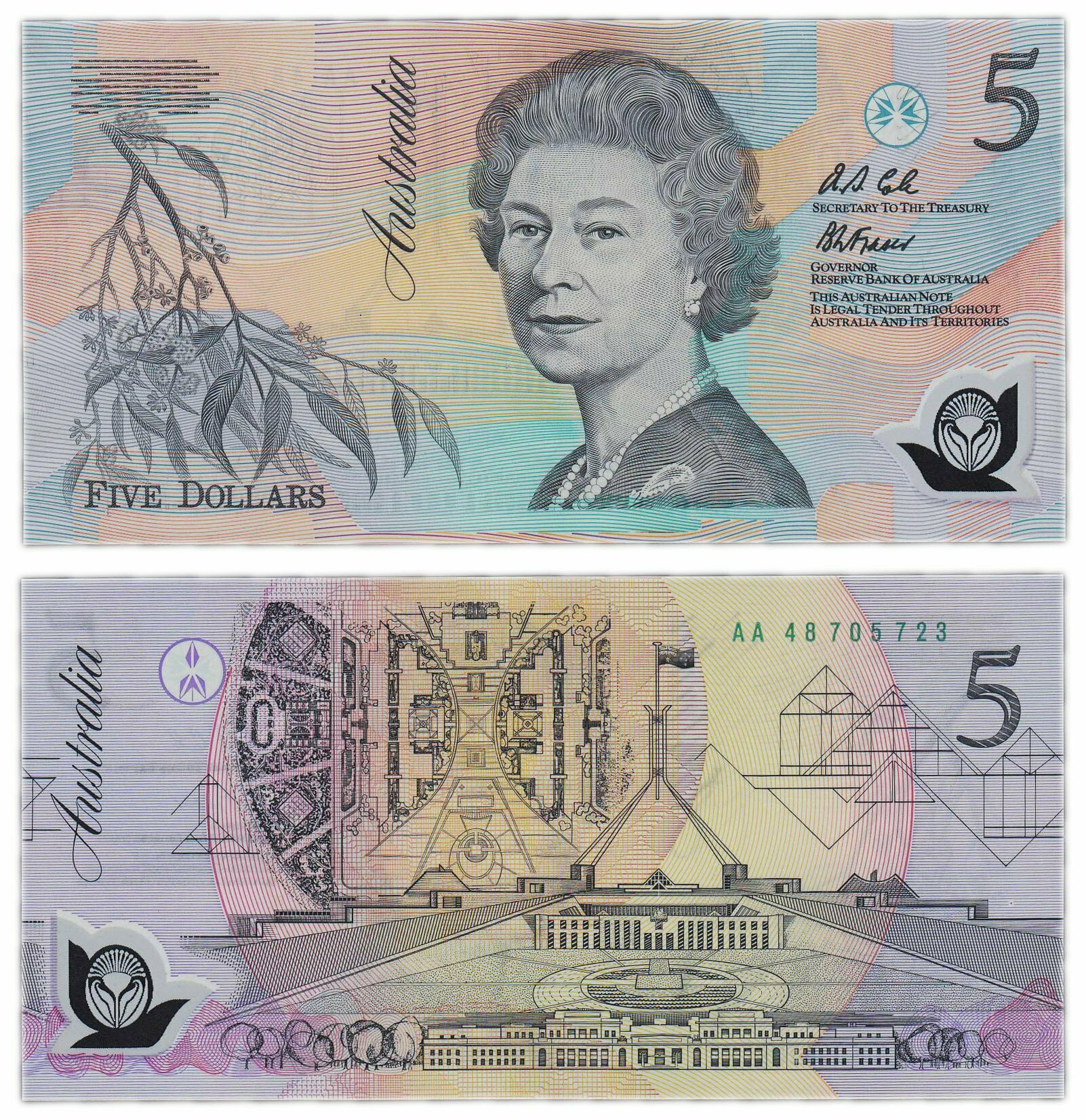 Австралия - 5 долларов 1992 "Елизавета 2" Pick 50a2 полимер