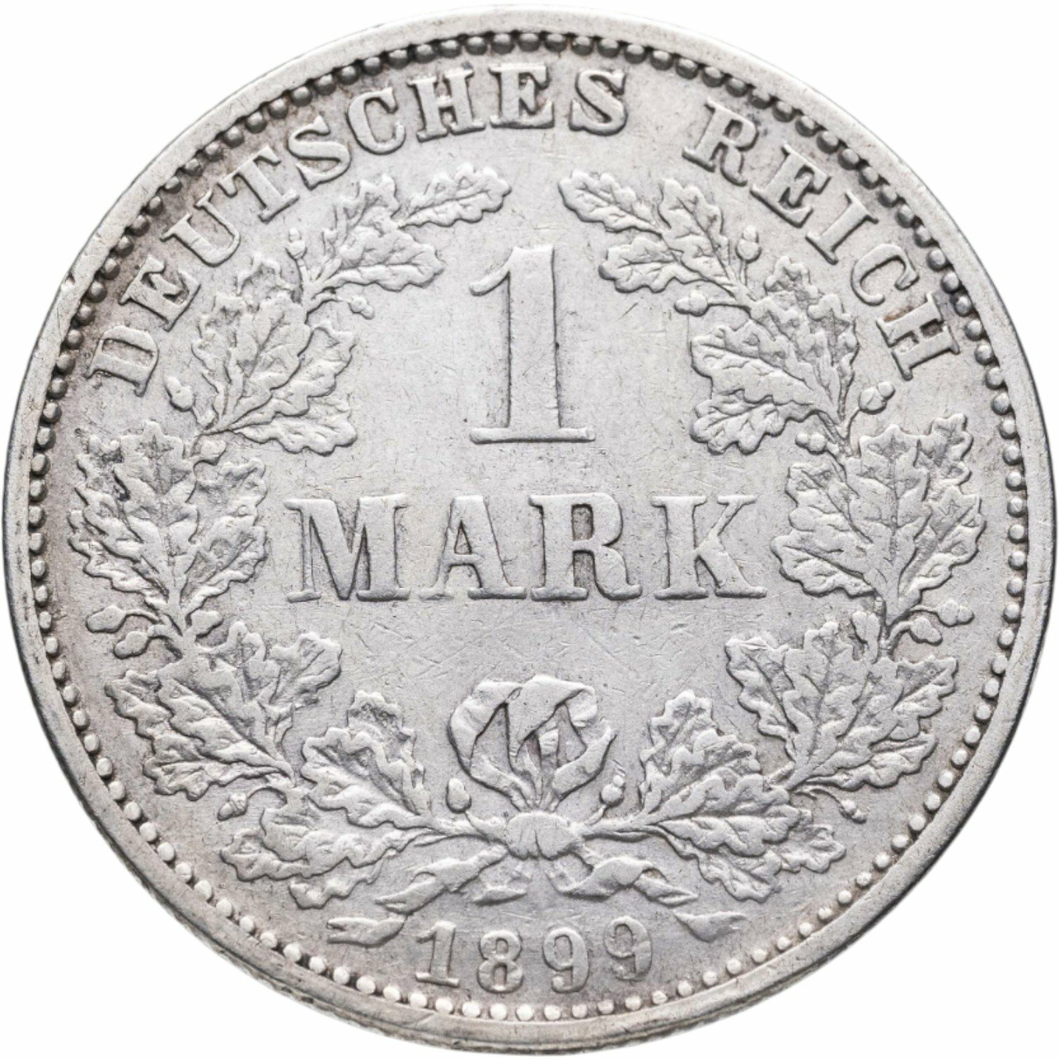 Германия 1 марка mark 1899 знак монетного двора: "G" - Карлсруэ, Серебро 900, в сохранности XF