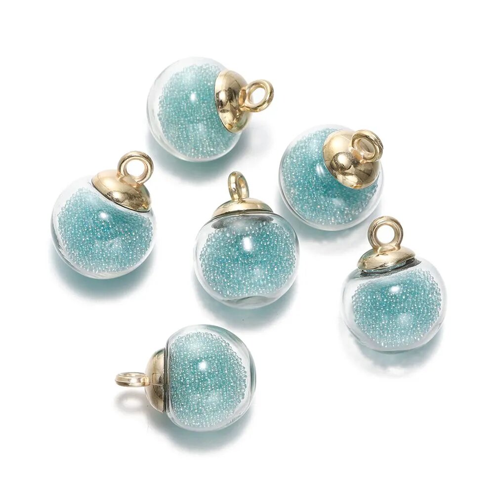 Хрустальные бусины/шармы с блестками внутри для рукоделия, творчества, украшений, сумок, 10 шт.