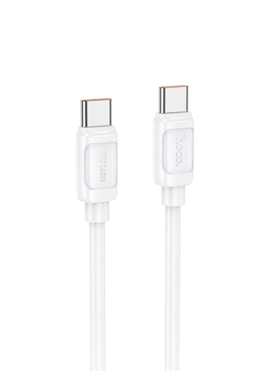 Кабель Hoco X115 Type-C to Type-C, 240W, 5А, 1 метр, белый / с быстрой зарядкой для Android, iPhone 15-17, ноутбуков
