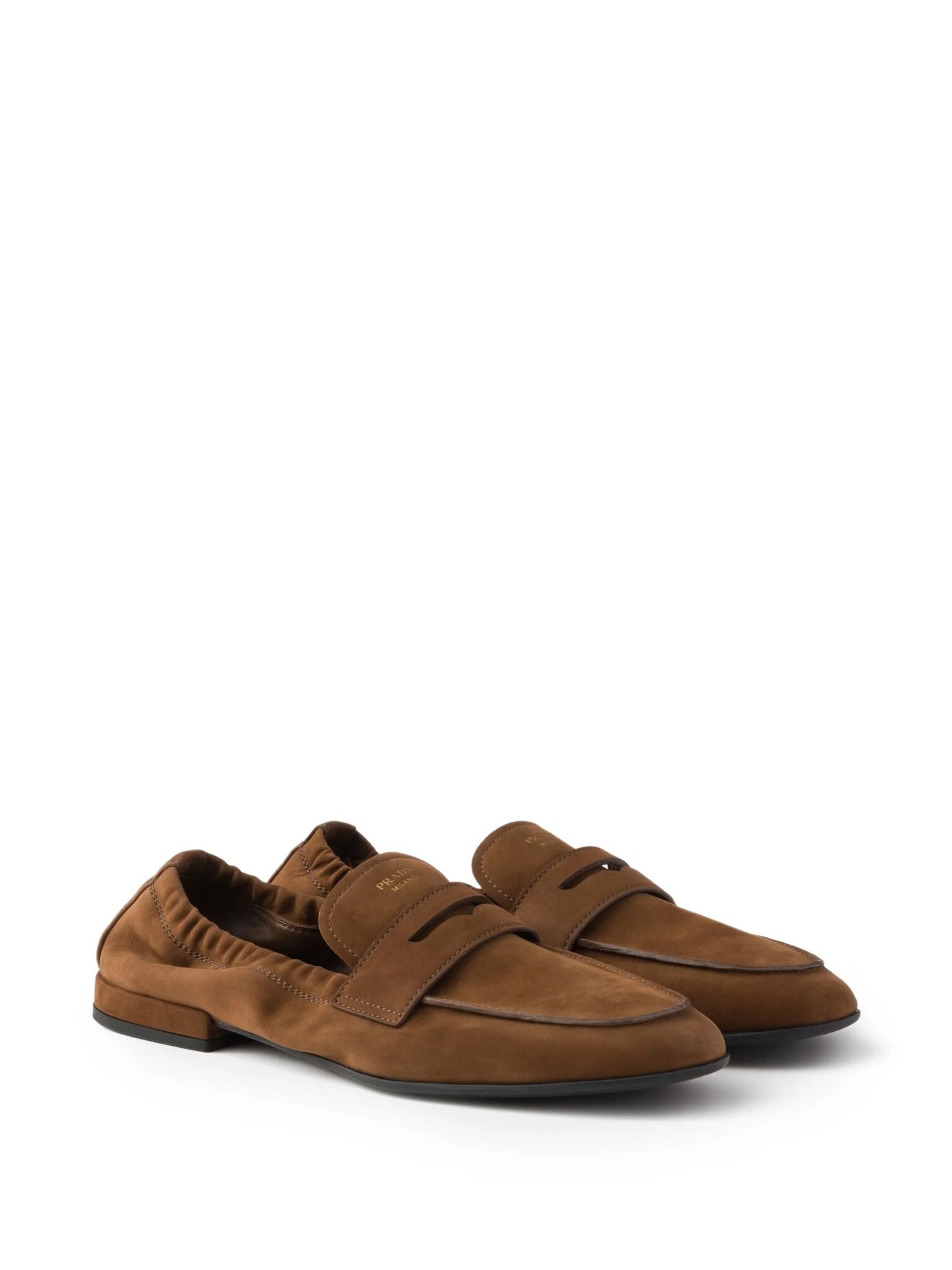 Лоферы Prada Leather loafers, размер 36 EU, brown — фото 1